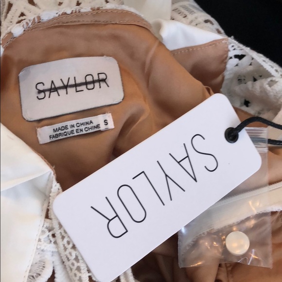 SAYLOR | Dresses | Nwt Saylor Bhldn White Lace Crochet Dress Wedding ...